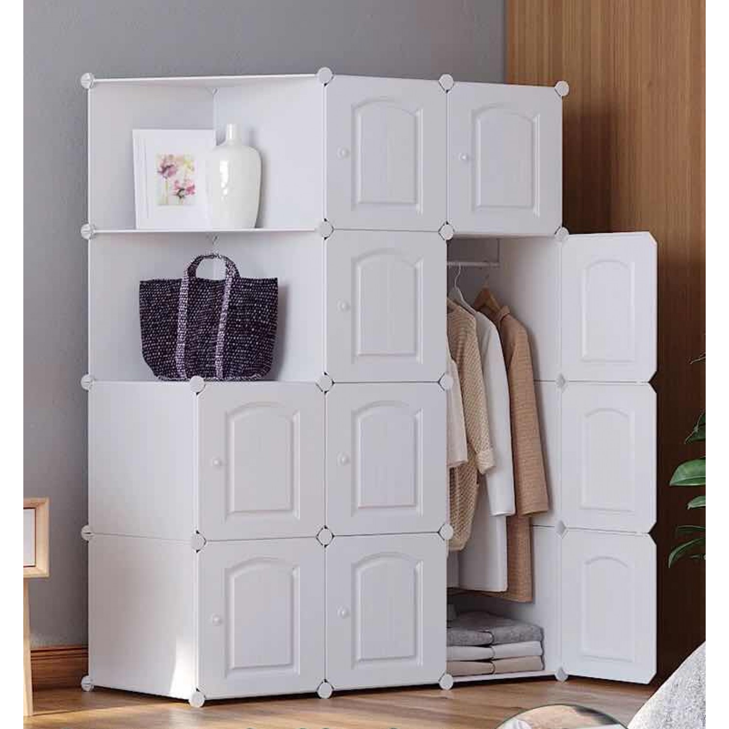 Dulap modular din plastic cu schelet metalic, D3247, culoare Alb, 147 x ...