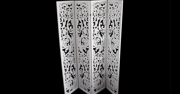 Paravan de camera cu 4 panouri, Naimeed D95, culoare alb, 180 x 39 cm