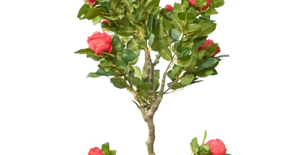 Copac artificial, Trandafir fara ghiveci, Naimeed D5611, 125x65 cm, Rosu
